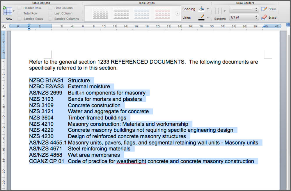Copy and paste Tabbed text - Masterspec Copy and paste Tabbed text - Masterspec